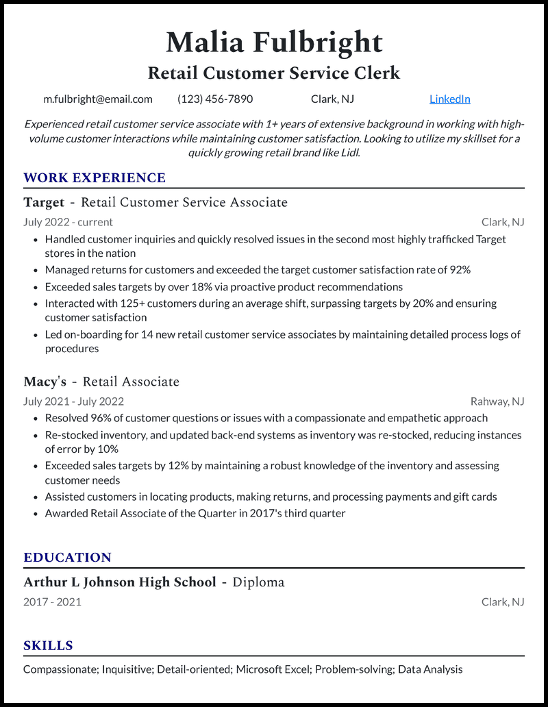 34 Customer Service Resume Examples for 2025