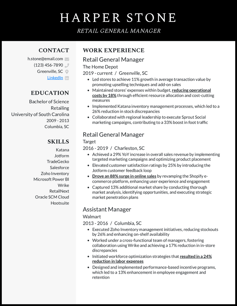 9 Retail Manager Resume Examples for 2025