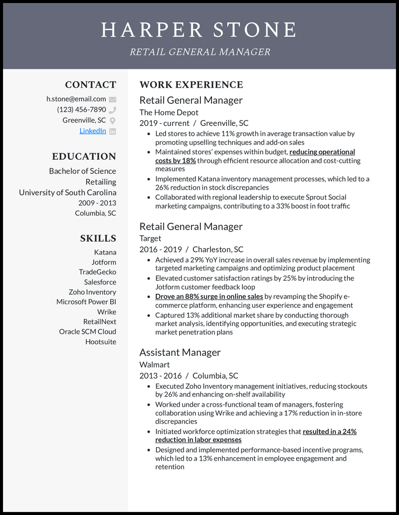 9 Retail Manager Resume Examples for 2025