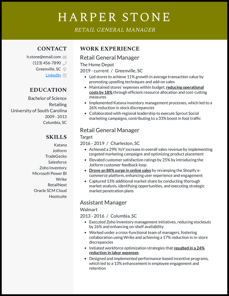 9 Retail Manager Resume Examples for 2026