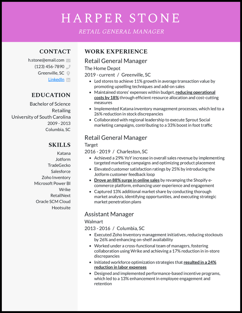 9 Retail Manager Resume Examples for 2025