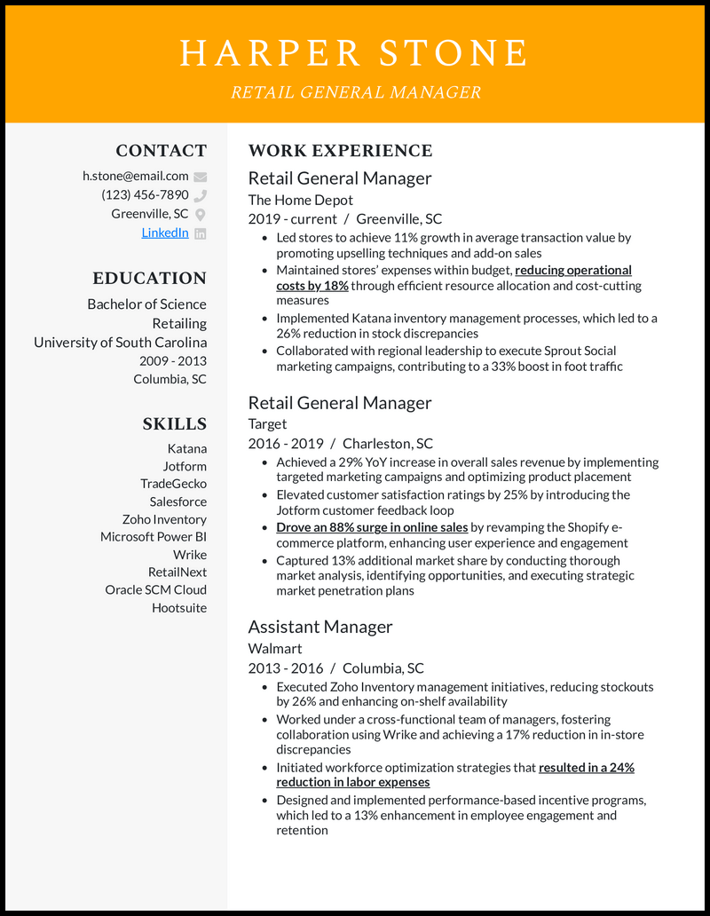 9 Retail Manager Resume Examples for 2025