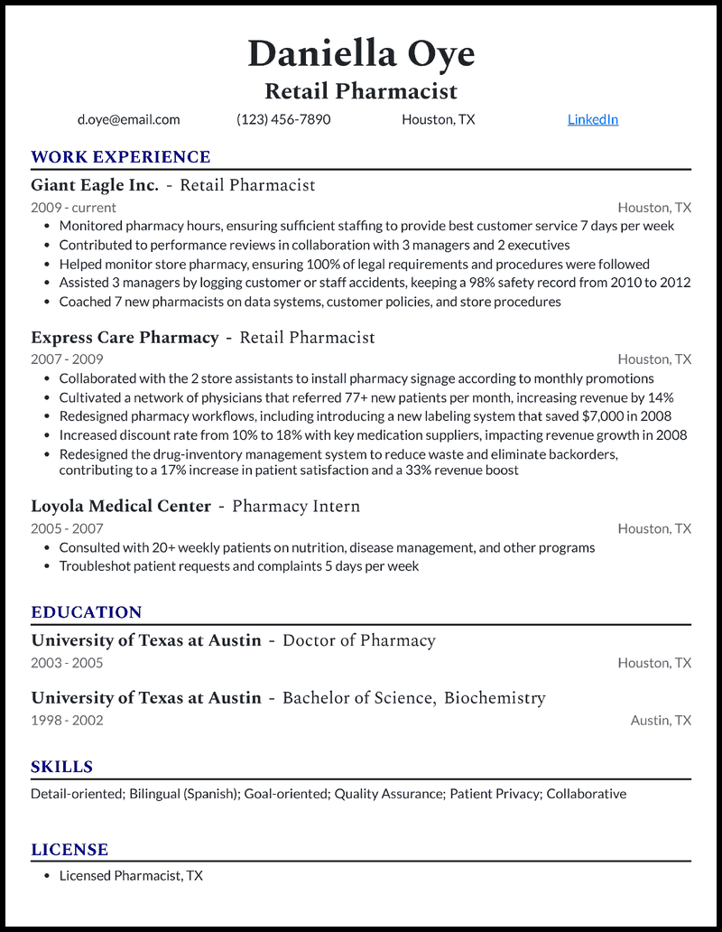 9 Pharmacist Resume Examples That Worked in 2025 9 Pharmacist Resume Examples That Worked in 2025