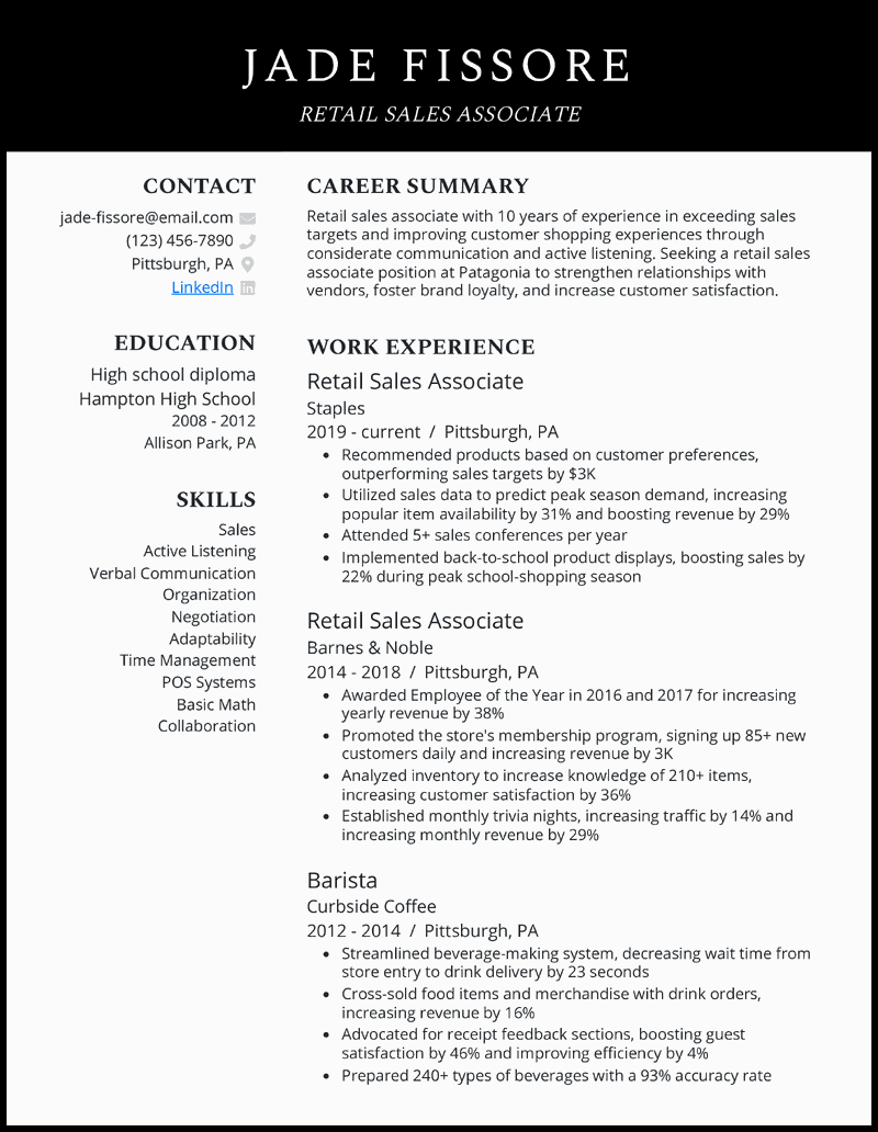 7 Retail Sales Associate Resume Examples [& Templates]
