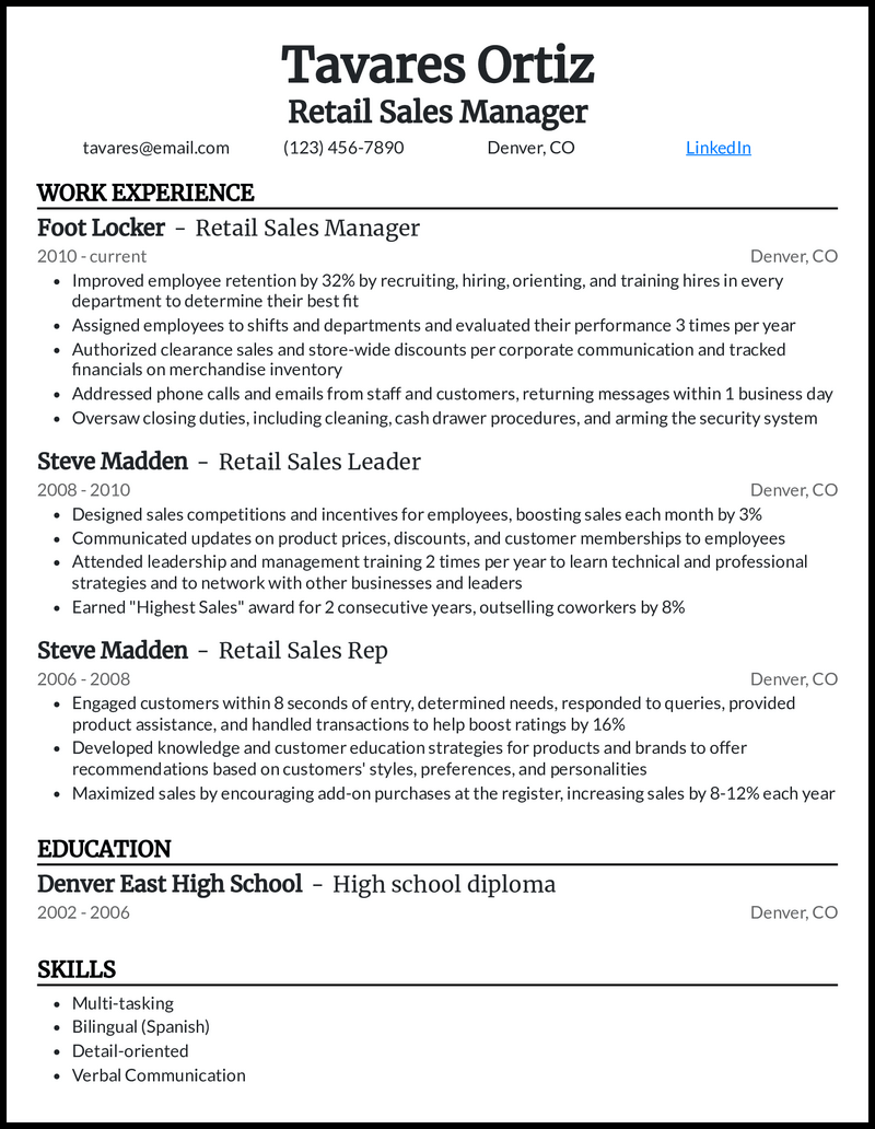 9 Retail Manager Resume Examples for 2025