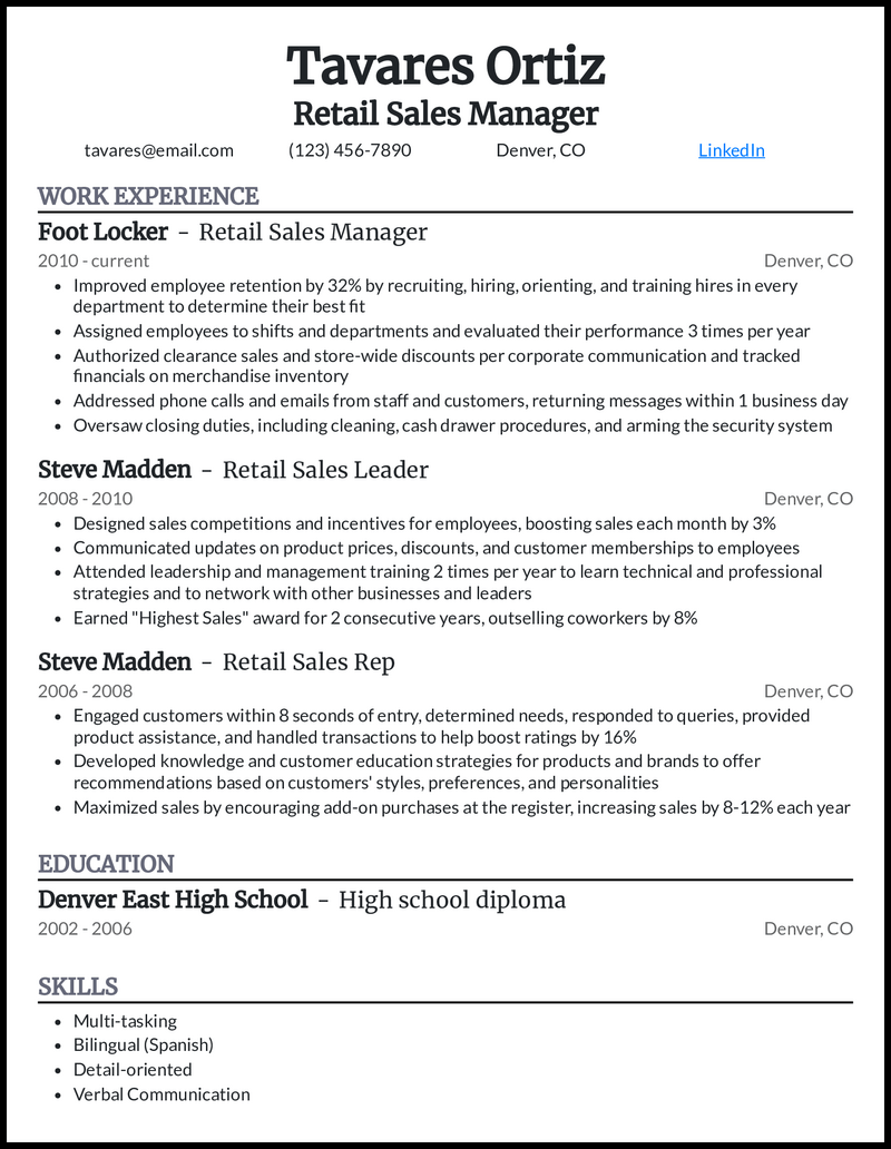 9 Retail Manager Resume Examples for 2025