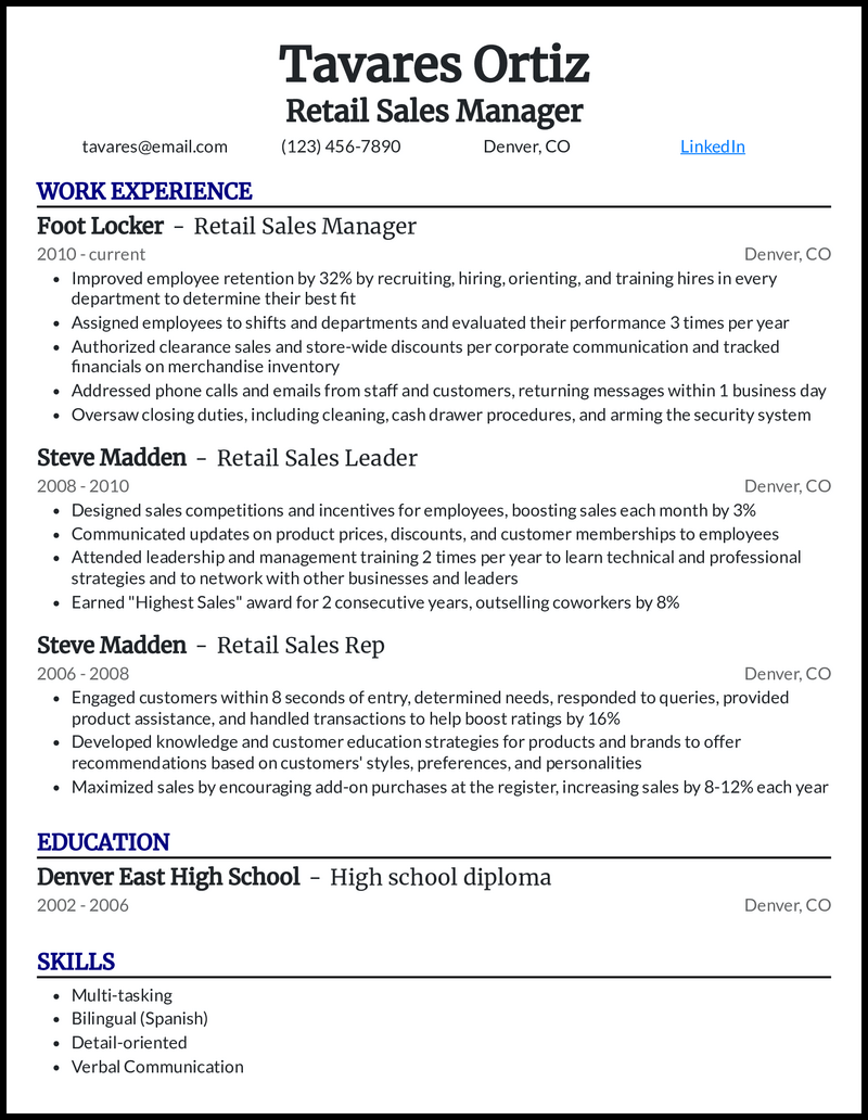 9 Retail Manager Resume Examples for 2025