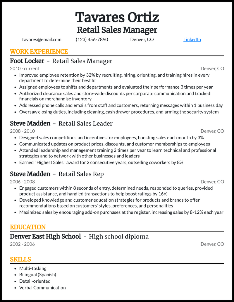 9 Retail Manager Resume Examples for 2026