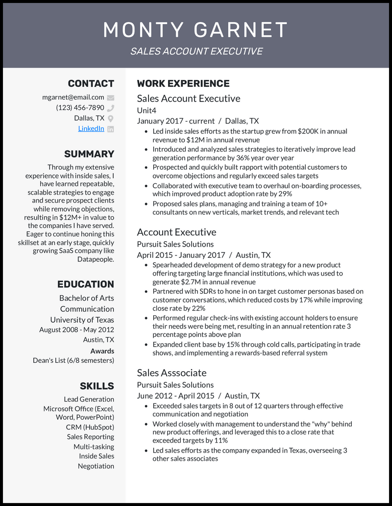 14 Account Executive Resume Examples for 2024