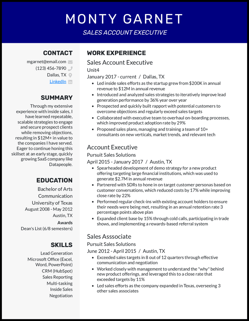 14 Account Executive Resume Examples for 2024