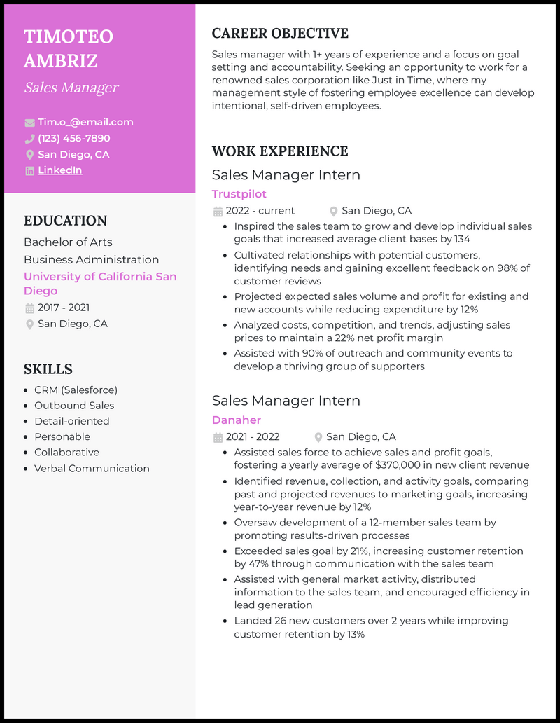 20 Sales Manager Resume Examples That Work for 2024