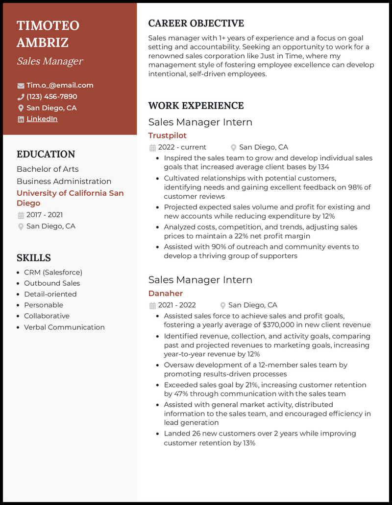 20 Sales Manager Resume Examples That Work for 2024