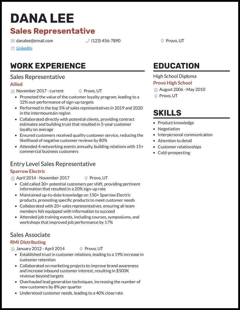14 Sales Representative Resume Examples for 2025