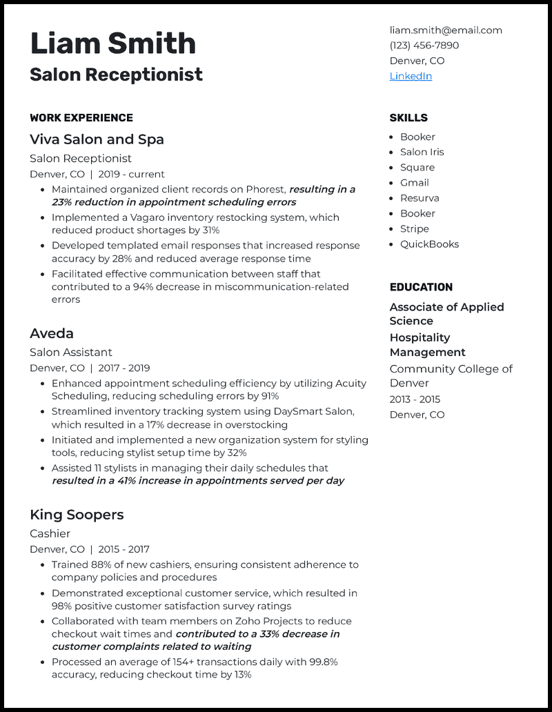 9 Receptionist Resume Examples [& Templates]