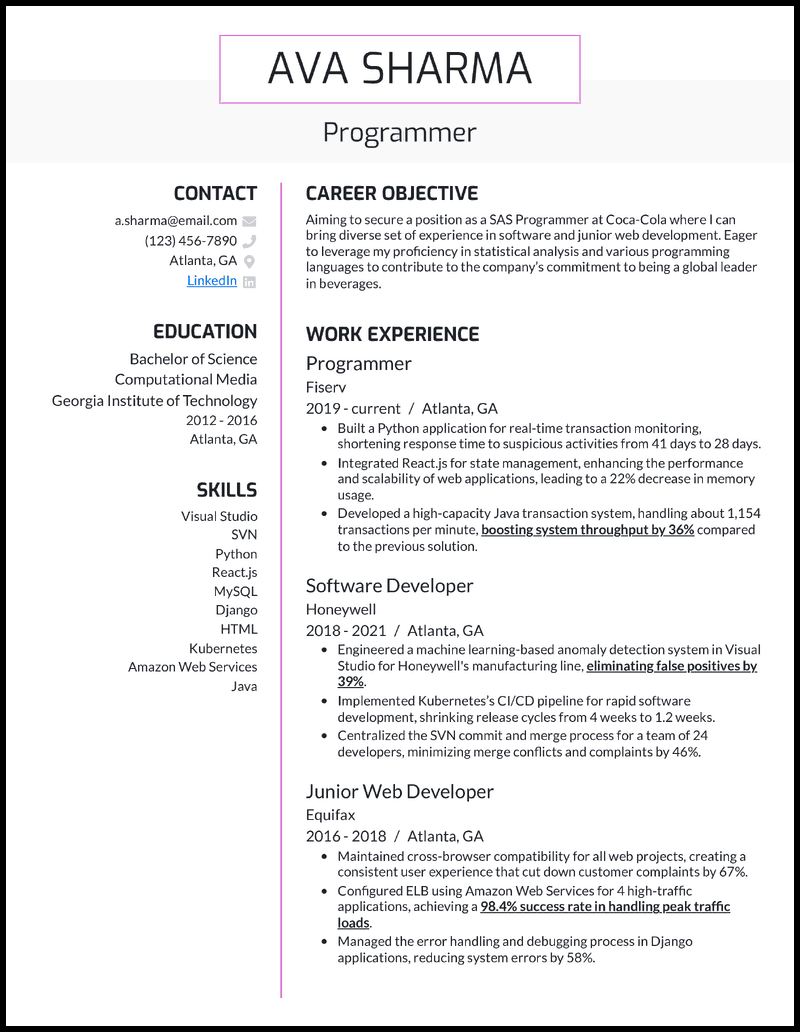 13 Programmer Resume Examples for 2025
