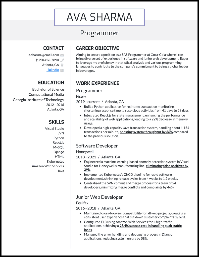 13 Programmer Resume Examples for 2025