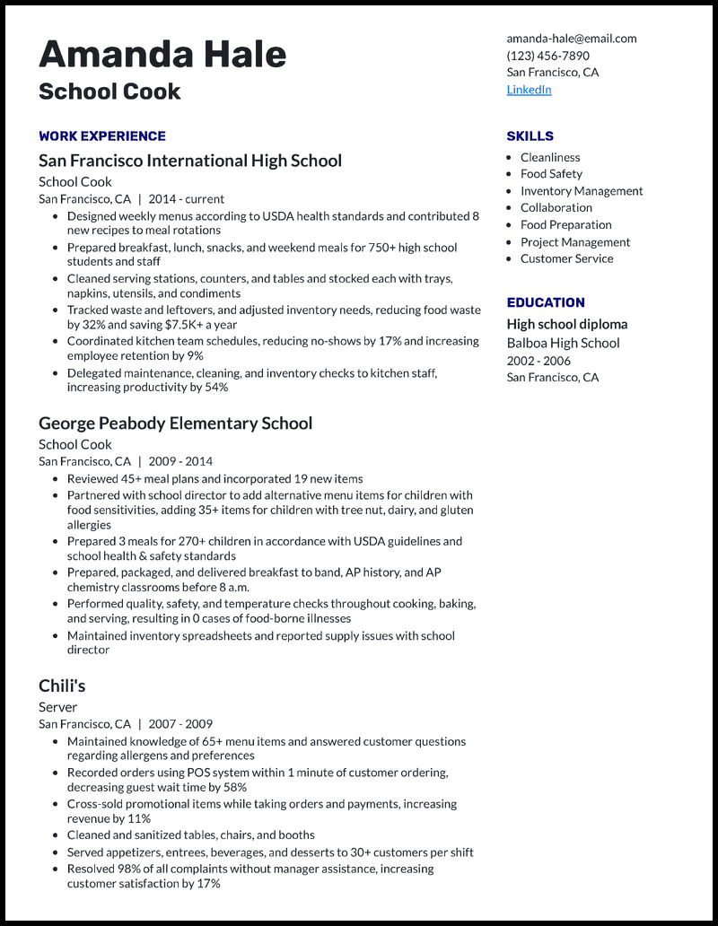 7 Cook Resume Examples [& Templates]