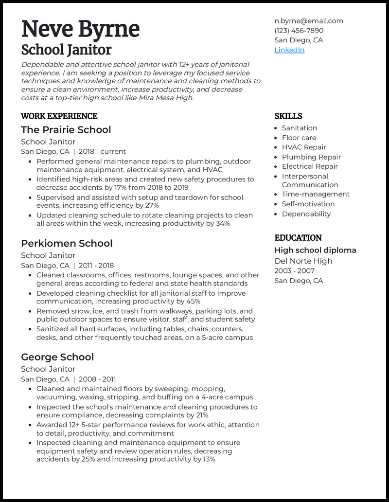 7 Janitor Resume Examples [& Templates]
