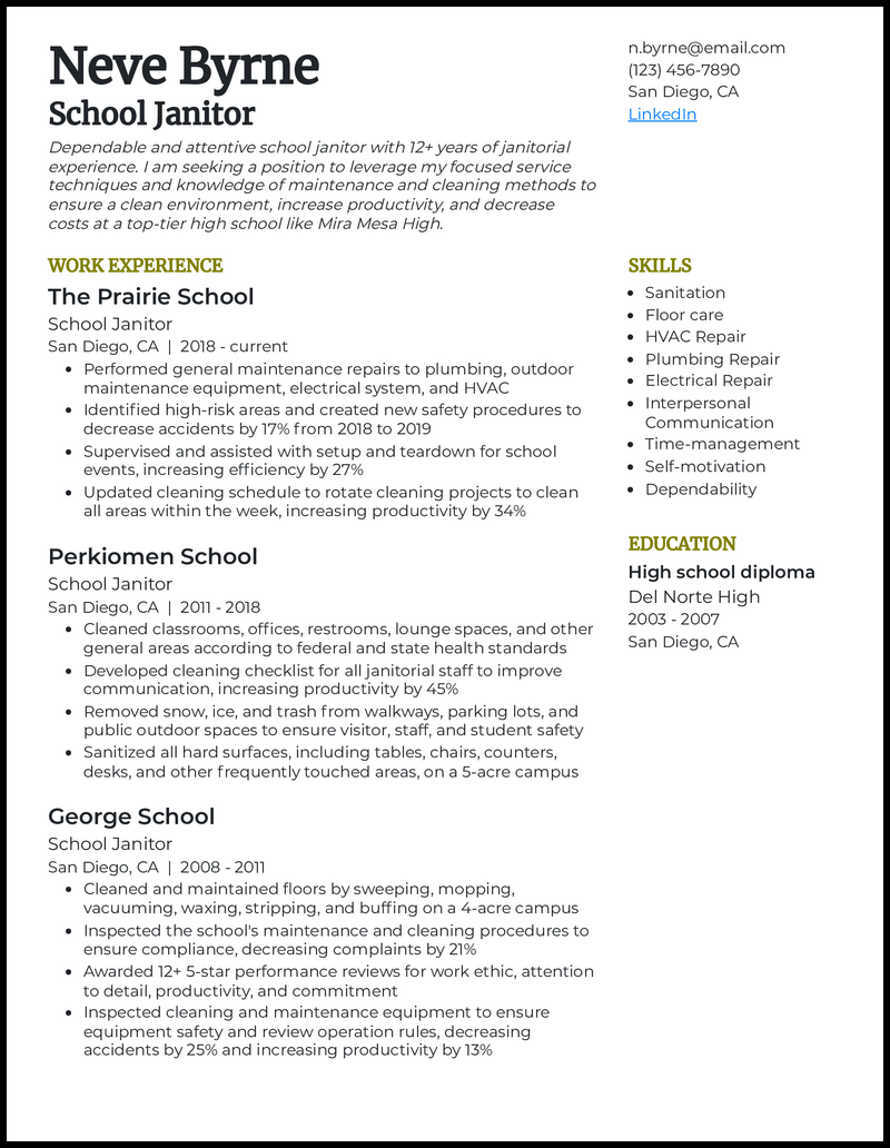 7 Janitor Resume Examples [& Templates]