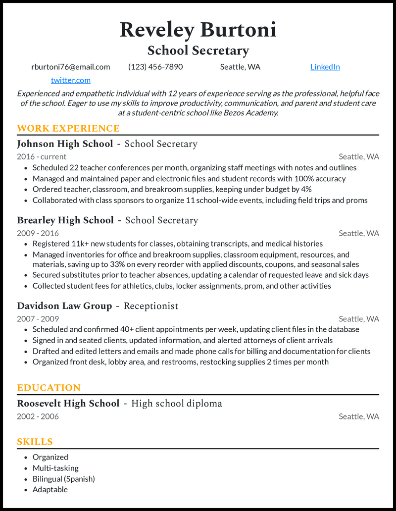 15 Secretary Resume Examples [& Templates]