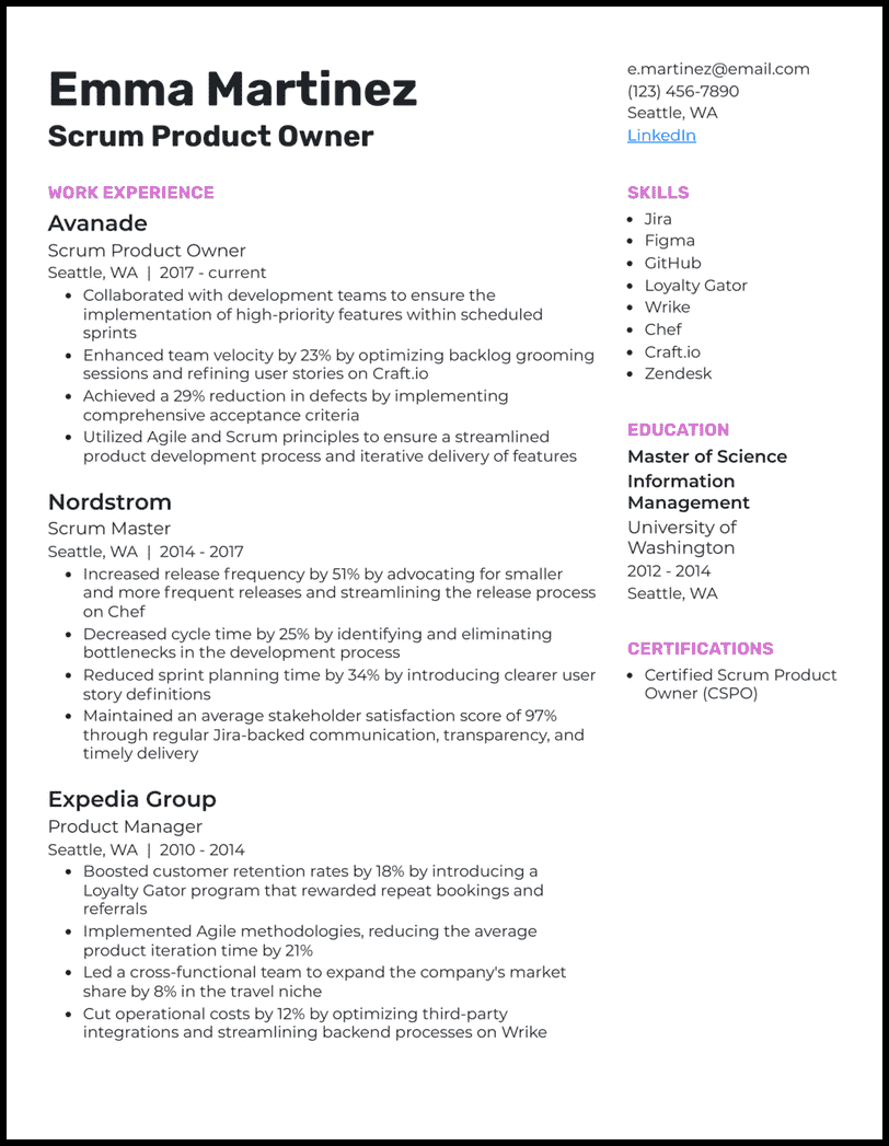 11 Product Owner Resume Samples for 2025
