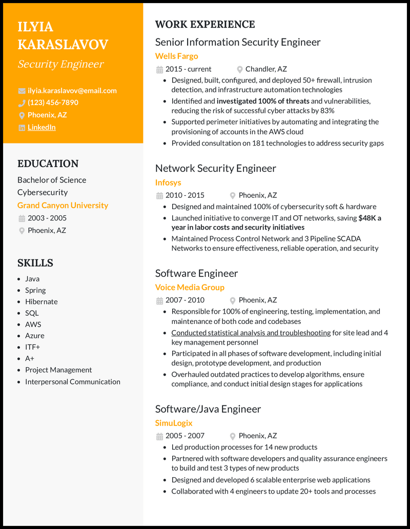 3 Security Engineer Resume Examples for 2025