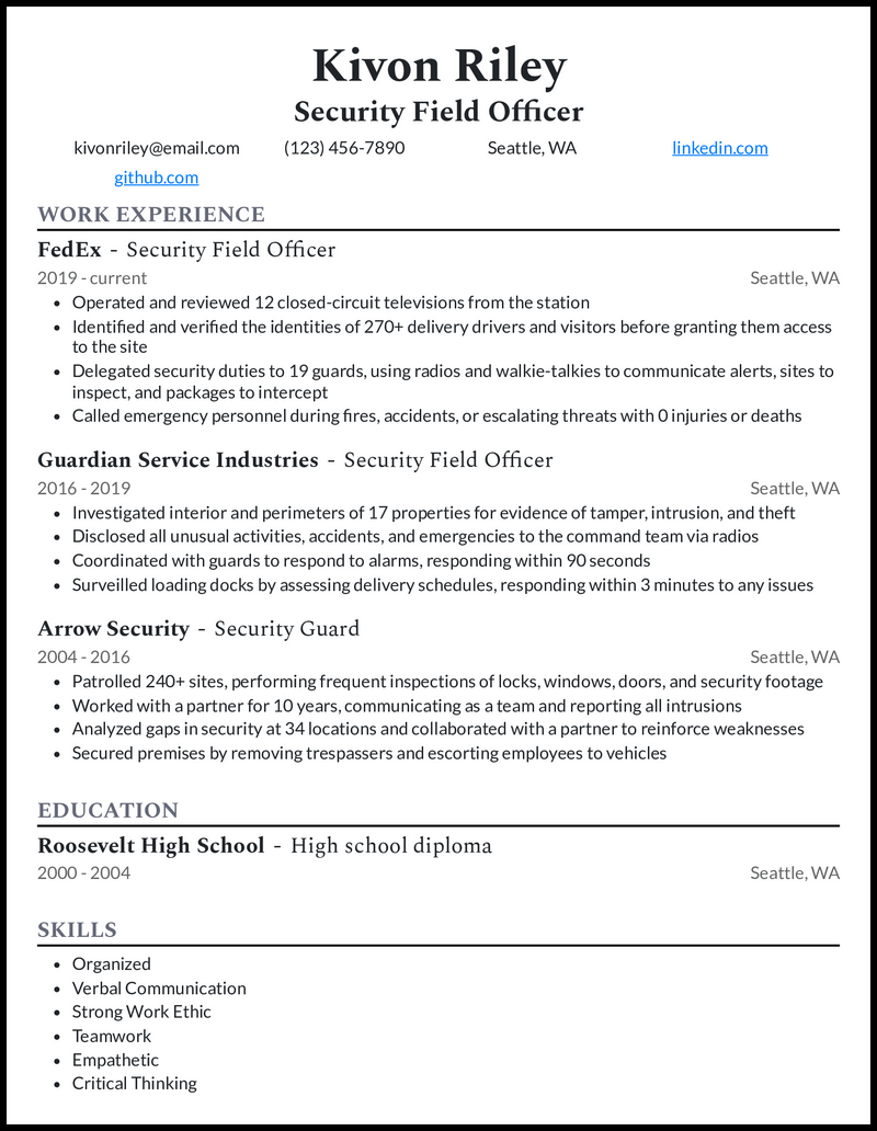 7 Security Officer Resume Examples [& Templates]