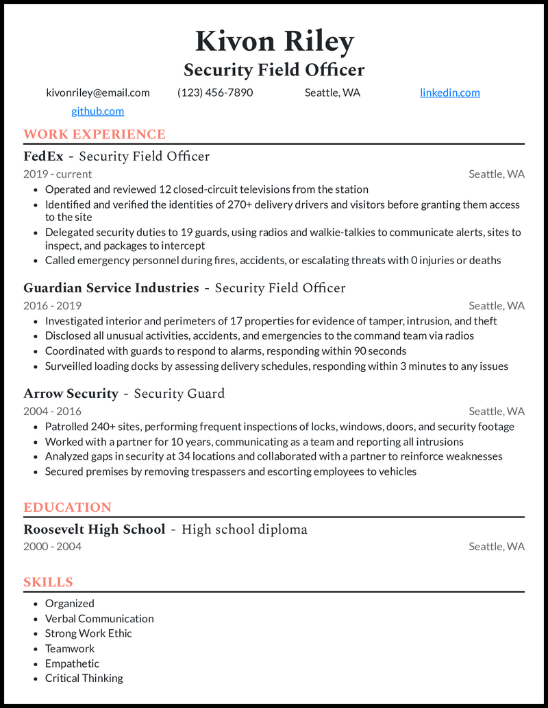 7 Security Officer Resume Examples [& Templates]