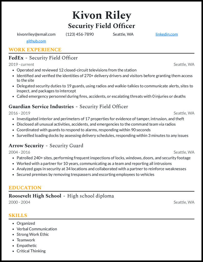 7 Security Officer Resume Examples [& Templates]