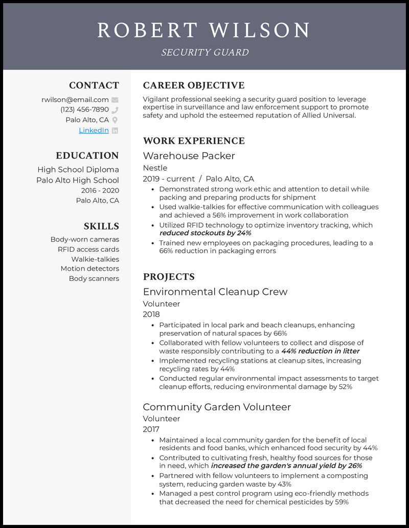 7 Security Guard Resume Examples [& Templates]