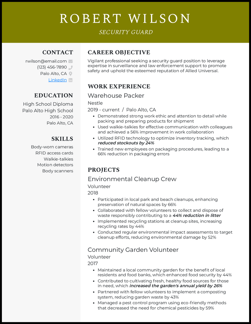 7 Security Guard Resume Examples [& Templates]