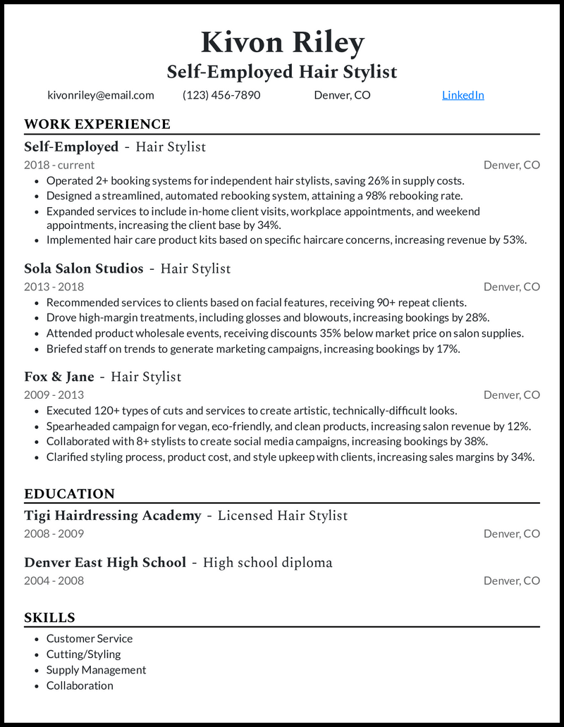 11 Hair Stylist Resume Examples [& Templates]