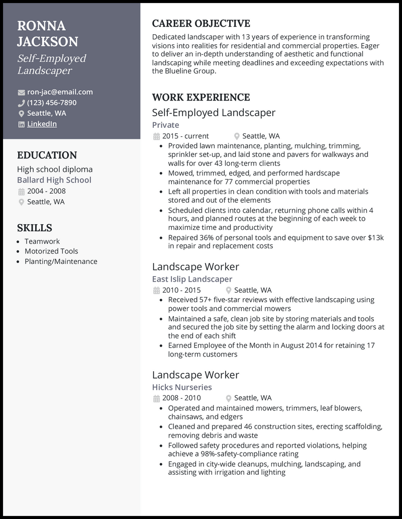 9 Landscape Worker Resume Examples [& Templates]