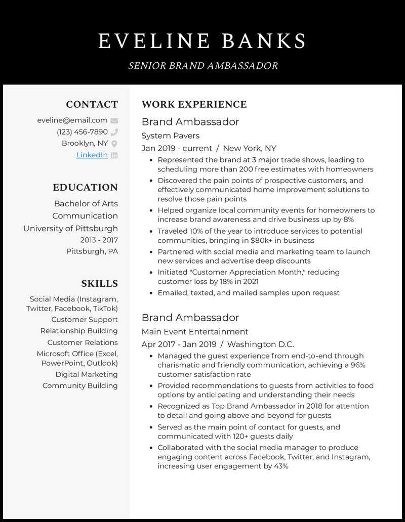 9 Brand Ambassador Resume Samples for 2025