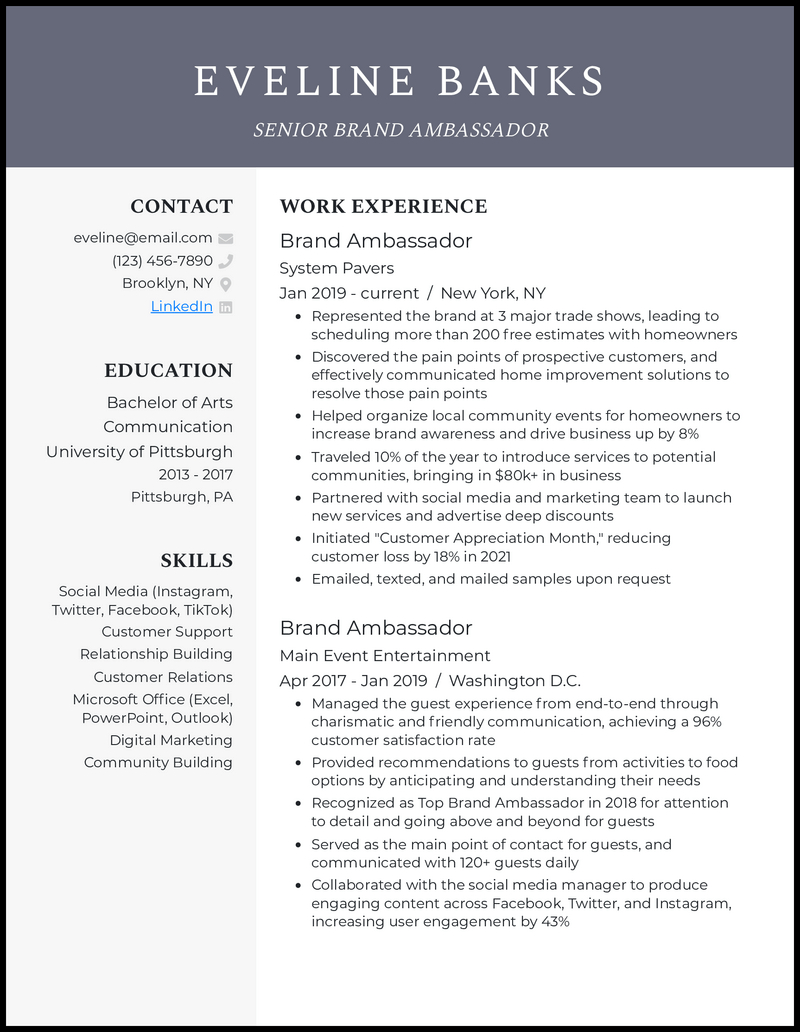 9 Brand Ambassador Resume Samples for 2025