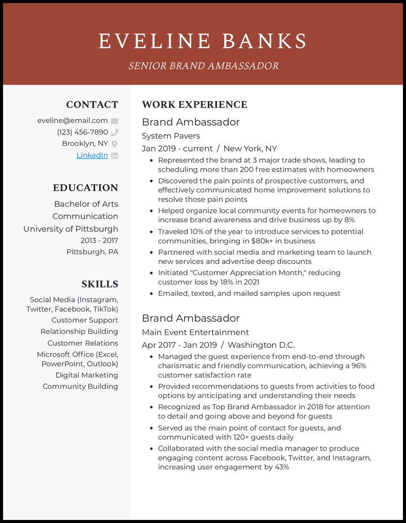 9 Brand Ambassador Resume Samples for 2025