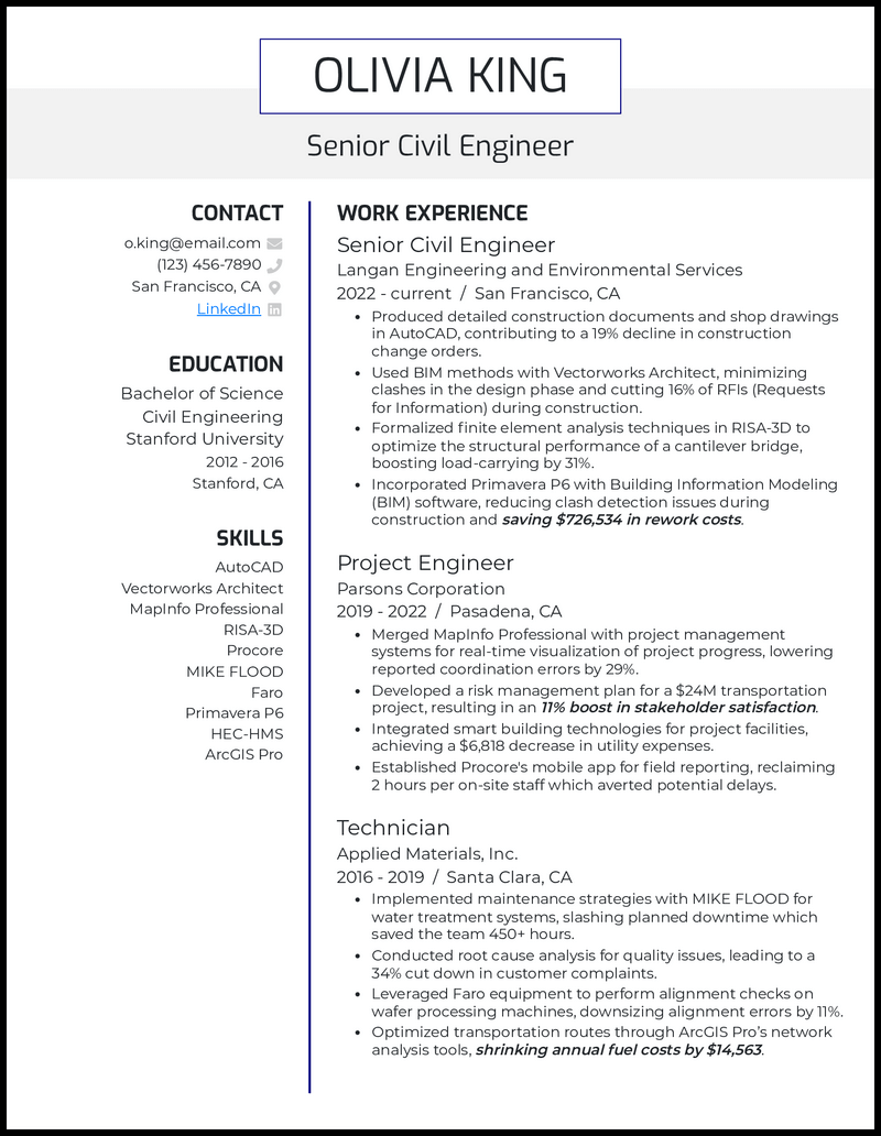 5 Civil Engineer Resume Examples for the Job in 2025