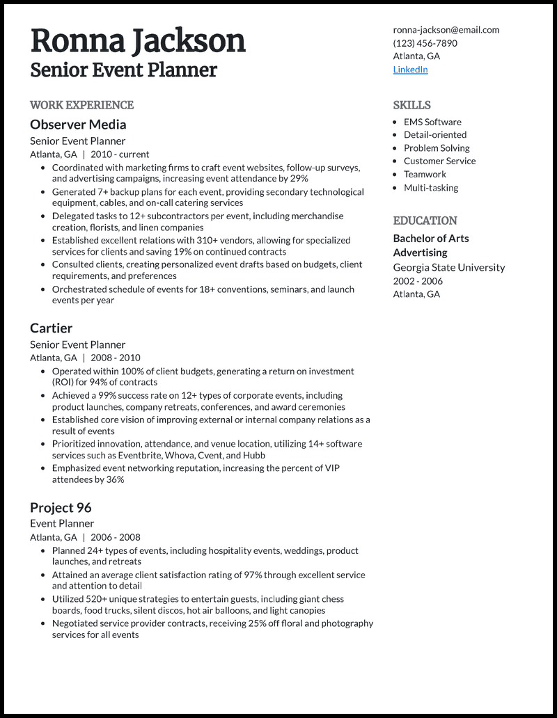 11 Event Planner Resume Examples for 2025
