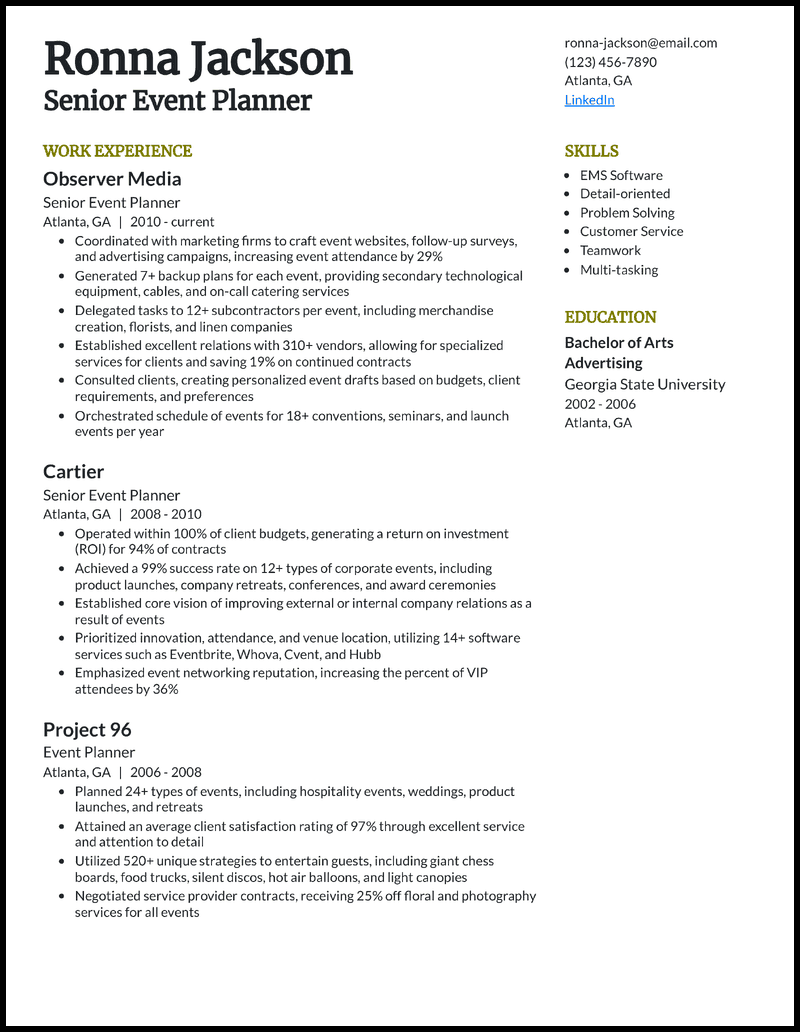 11 Event Planner Resume Examples for 2025