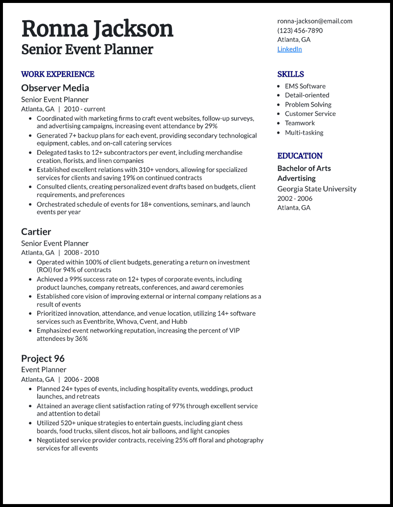 11 Event Planner Resume Examples for 2025