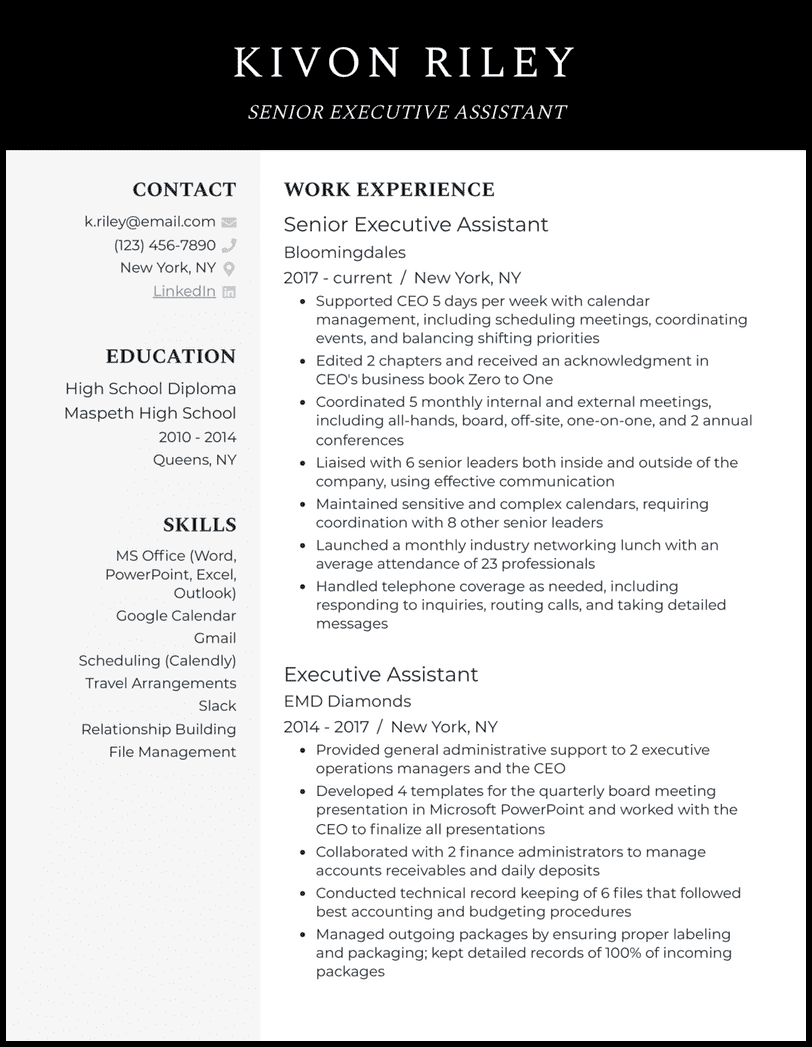 16 Executive Assistant Resume Examples for 2024