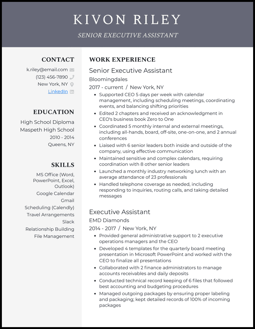 16 Executive Assistant Resume Examples for 2024
