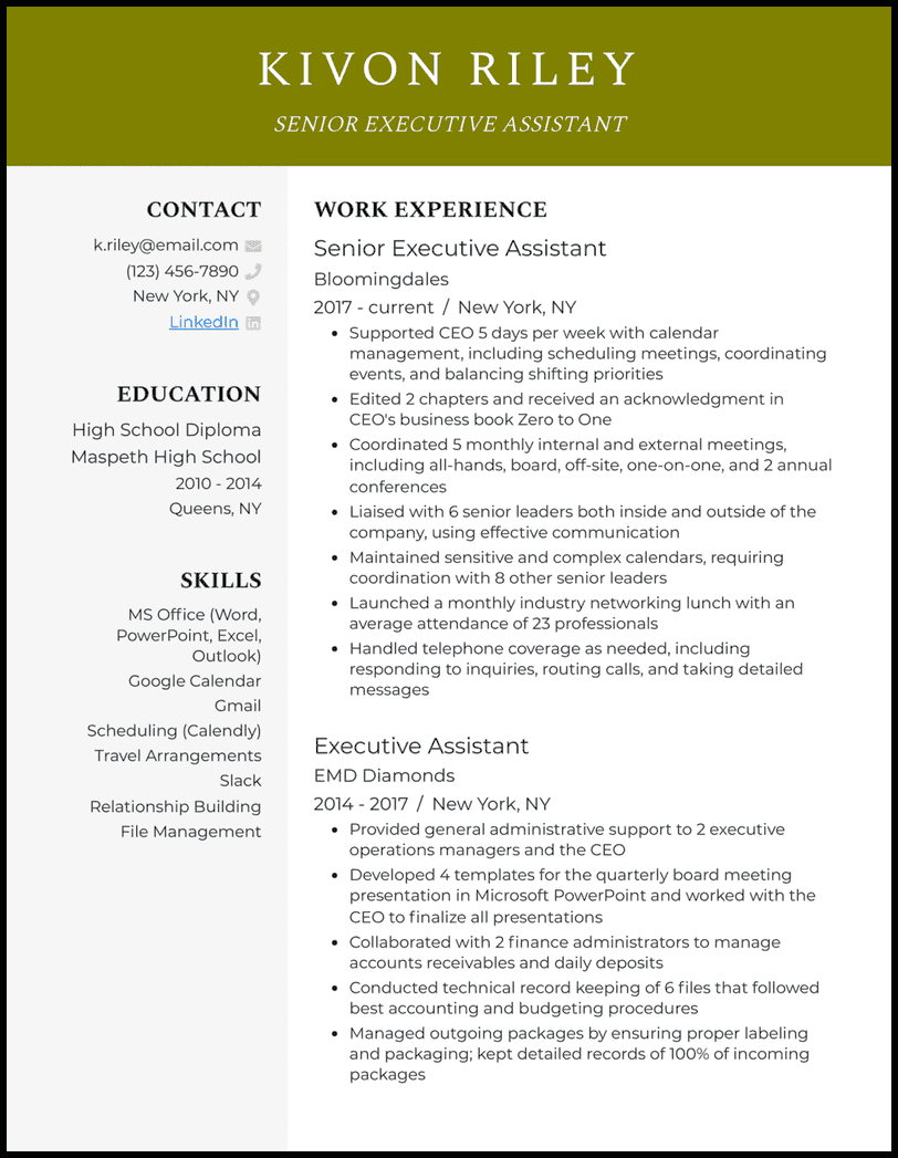 16 Executive Assistant Resume Examples for 2024