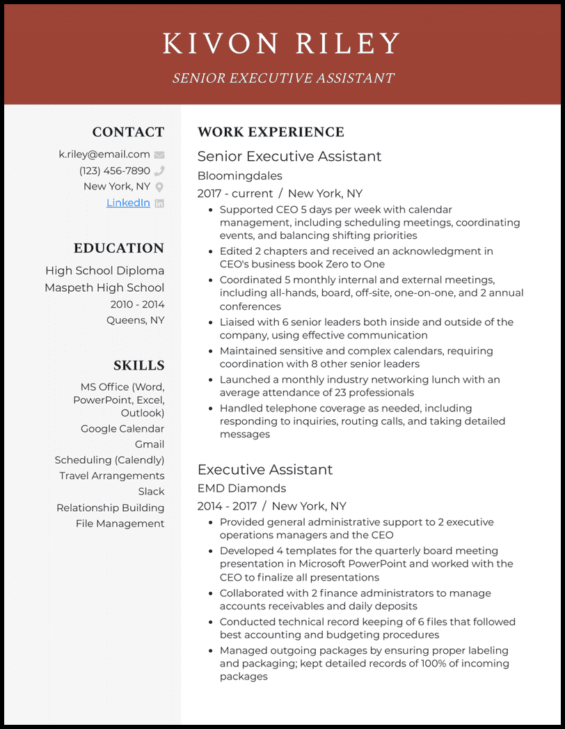 16 Executive Assistant Resume Examples for 2024