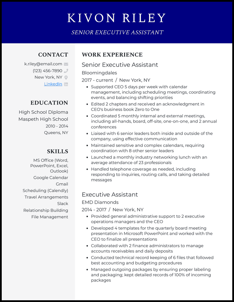16 Executive Assistant Resume Examples for 2024