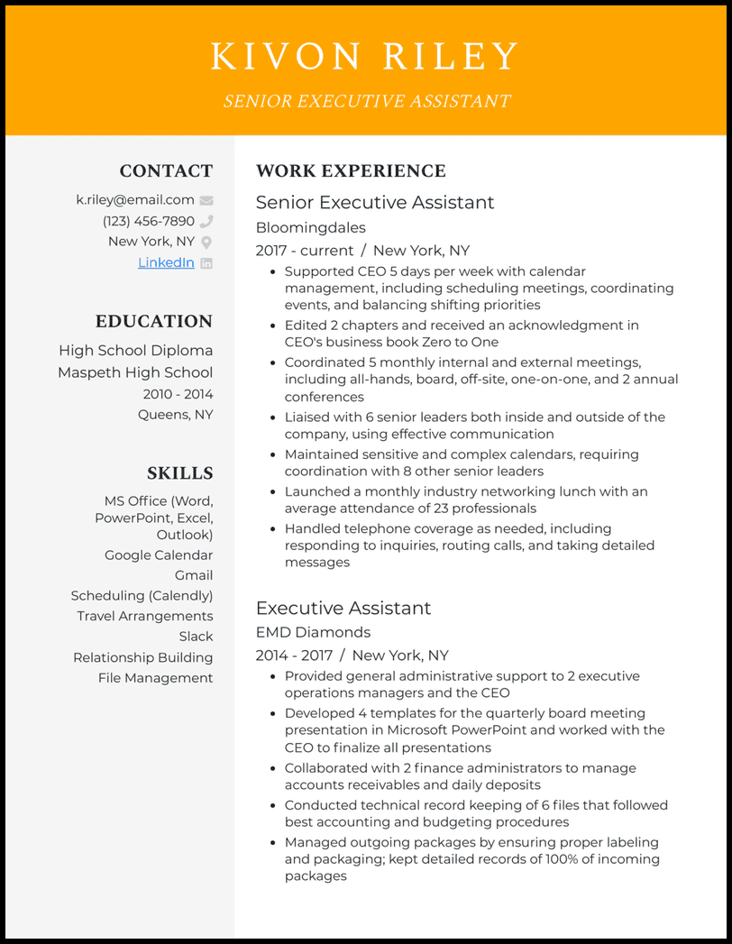 16 Executive Assistant Resume Examples for 2024