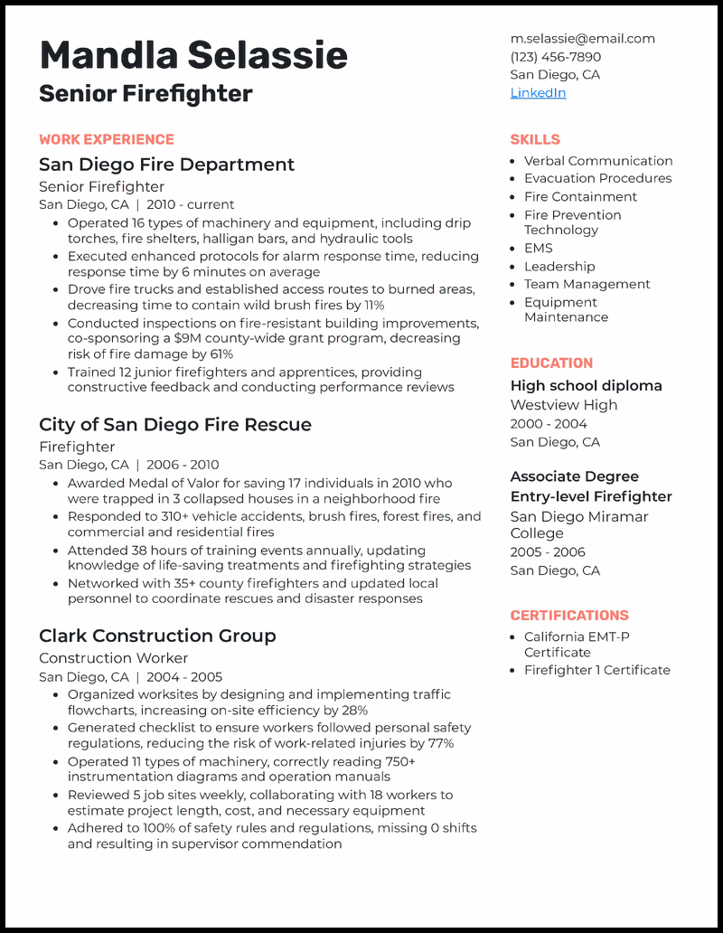 7 Firefighter Resume Examples [& Templates]
