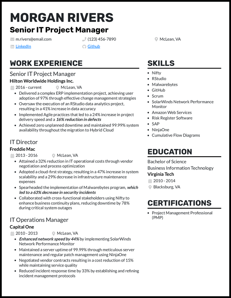 13 IT Manager Resume Examples [& Templates]