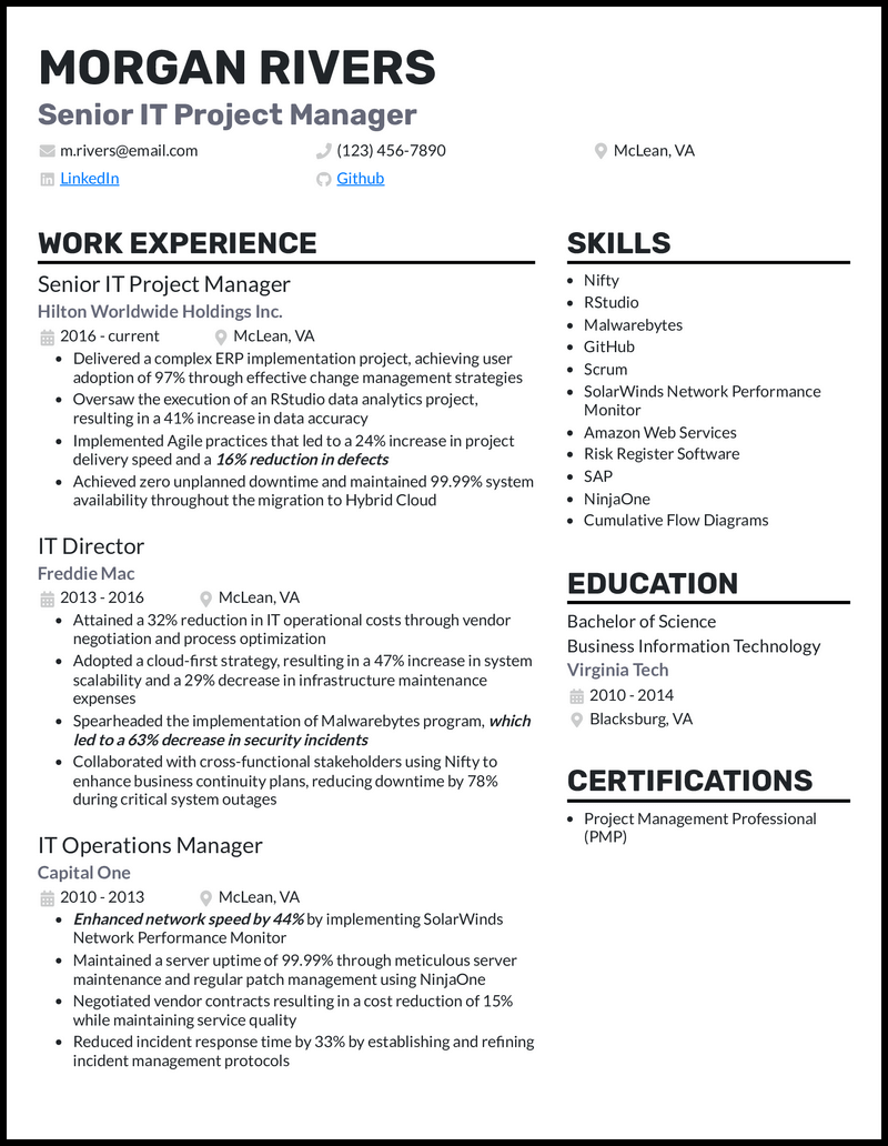 13 IT Manager Resume Examples [& Templates]
