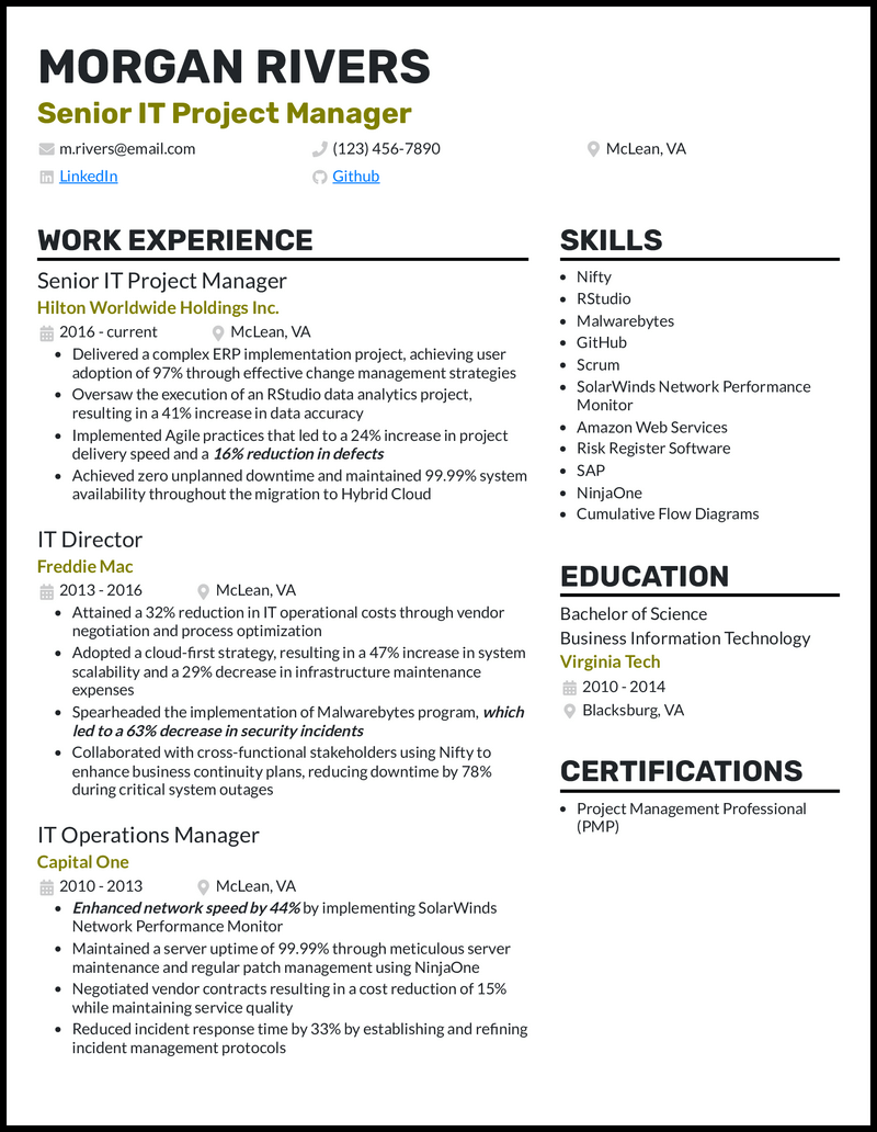 13 IT Manager Resume Examples [& Templates]